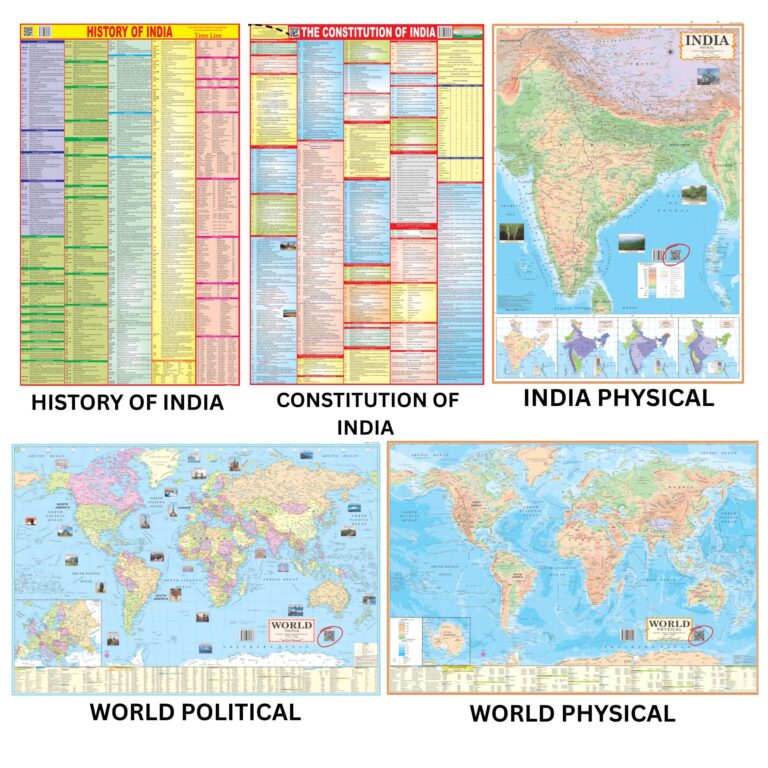 Pack of 5 Premium Wall Maps – India, World, History & Constitution ...